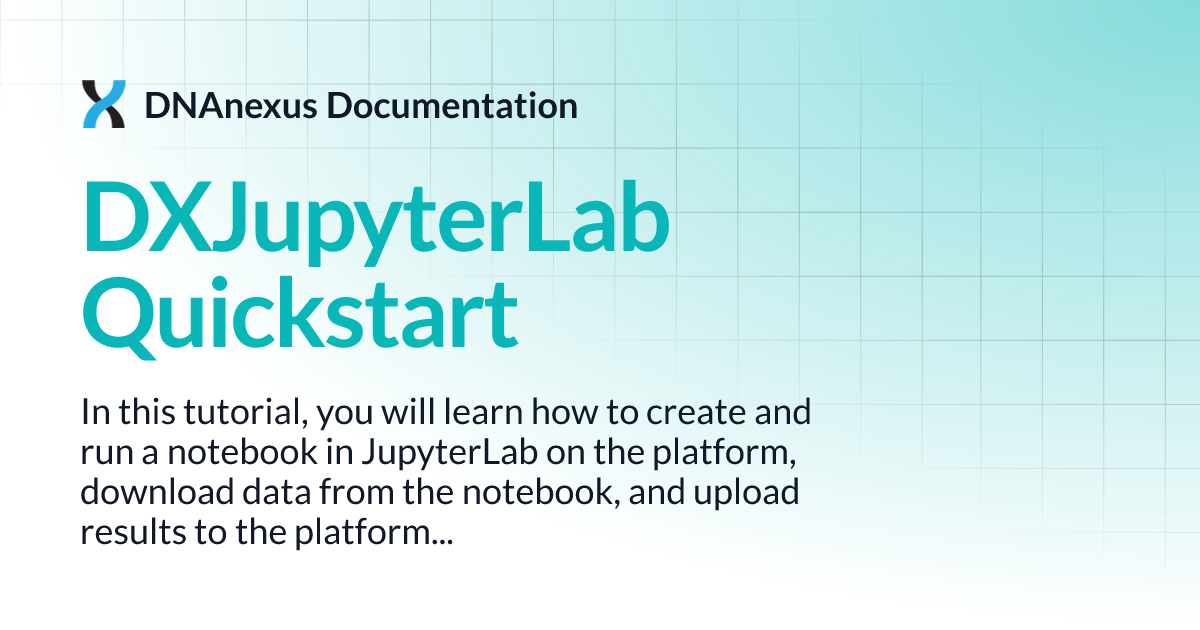 DXJupyterLab Quickstart | DNAnexus Documentation