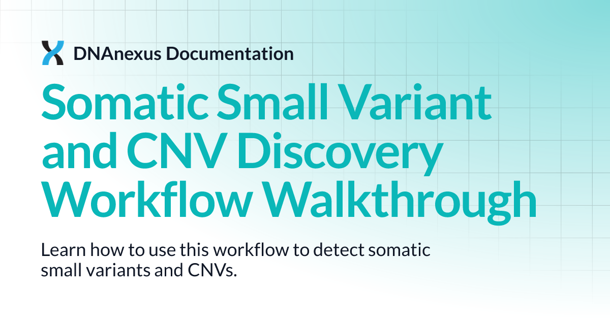 Somatic Small Variant and CNV Discovery Workflow Walkthrough | DNAnexus Documentation